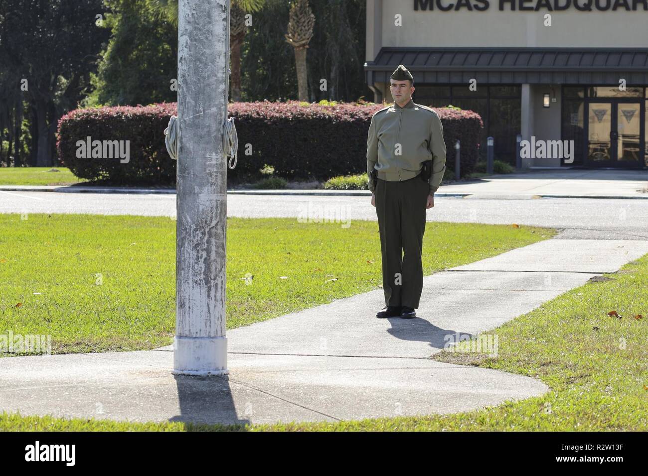 U.S. Marine, 2nd Lt Benjamin Kulp, executive officer of CLC-23, salutes ...