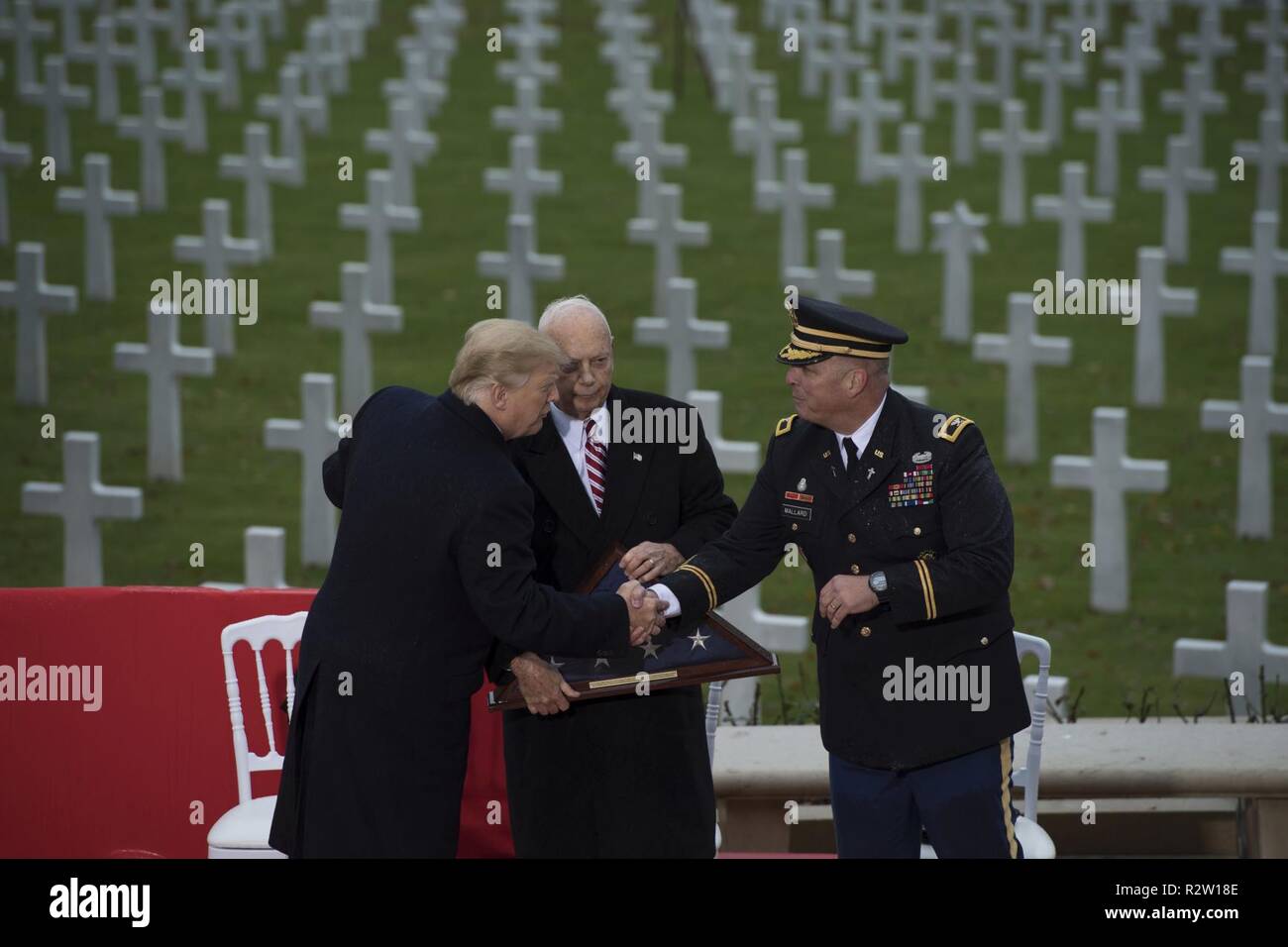 President Donald J. Trump shakes hands with U.S. Army Chaplain Timothy ...