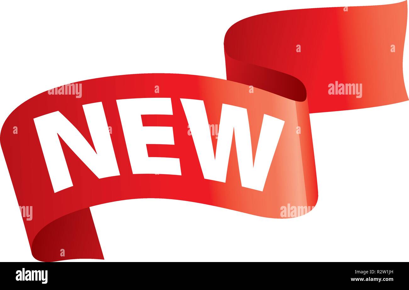 Red ribbon with the inscription New. Vector illustration Stock Vector ...