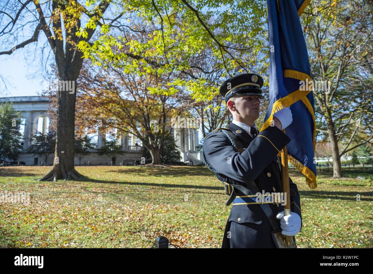 The State and Territorial Flag cordon stands north of the Memorial ...