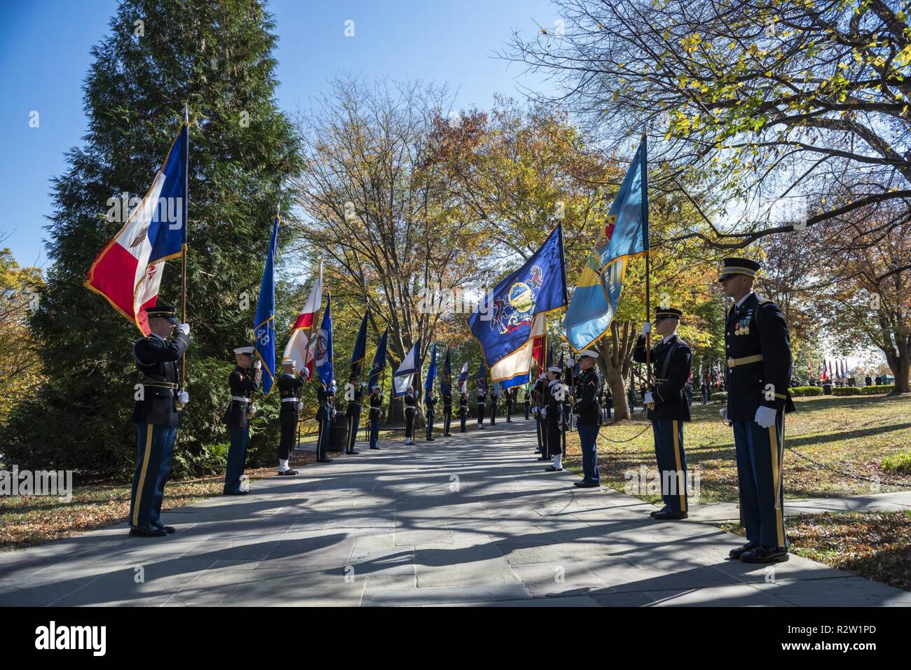 The State and Territorial Flag cordon lines the path to the Tomb of the ...