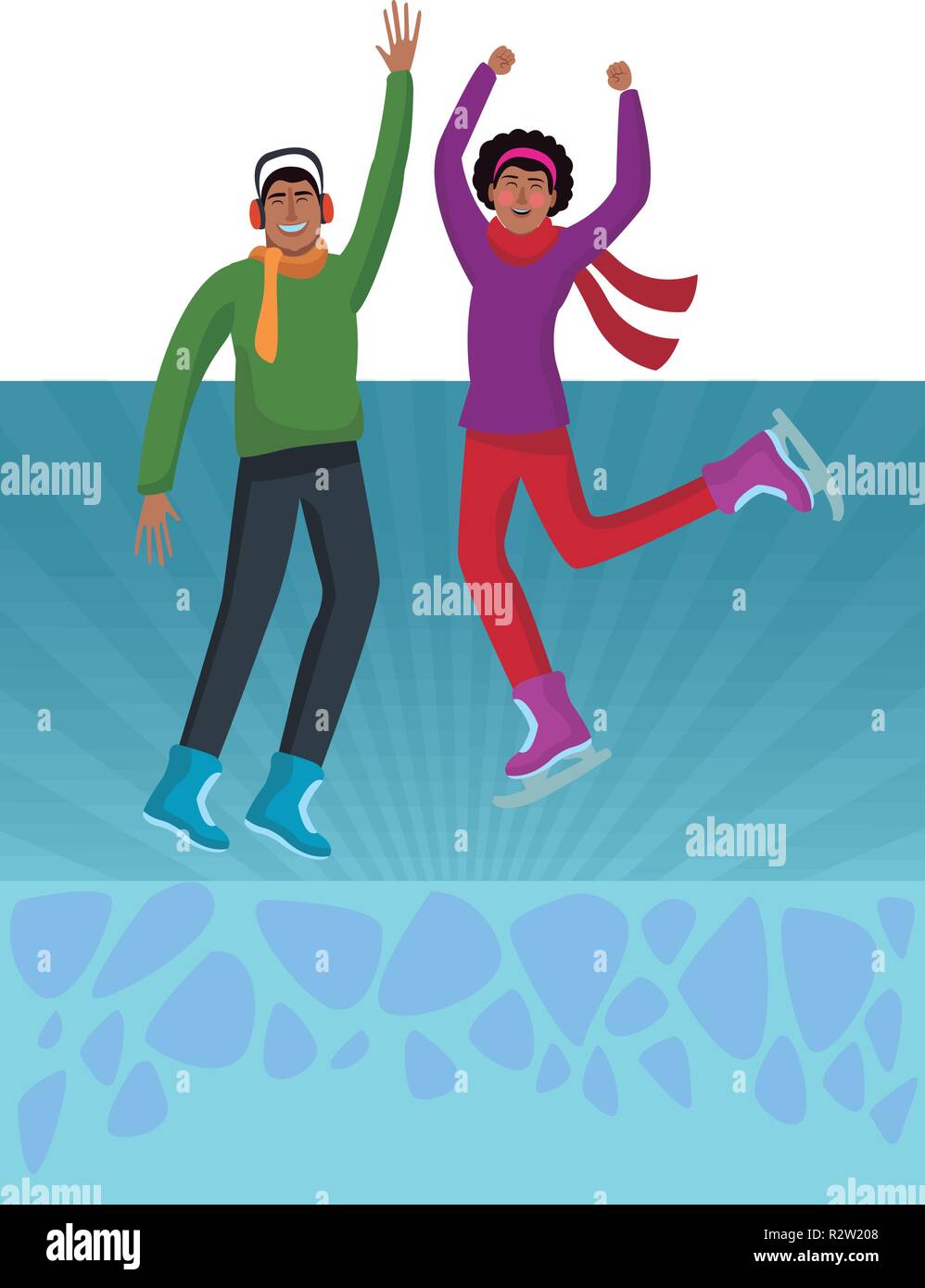 Man skates in winter Stock Vector Images - Alamy