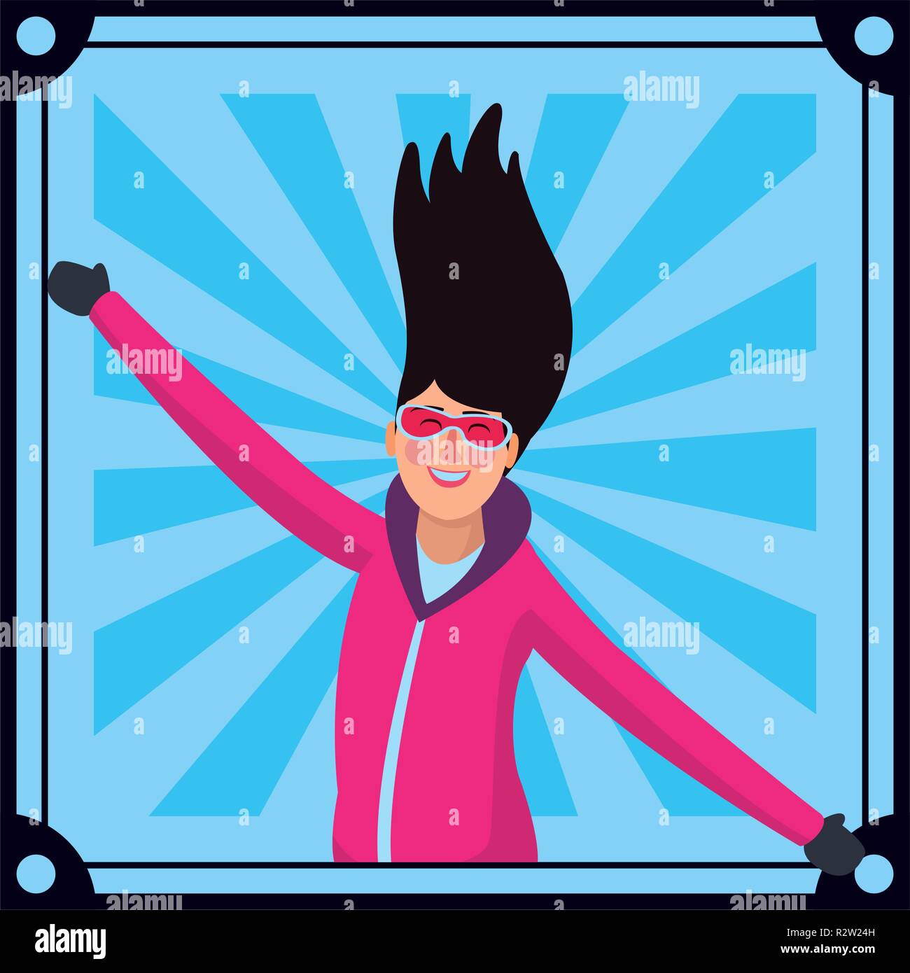 Cheerful woman in glasses Stock Vector Images - Alamy