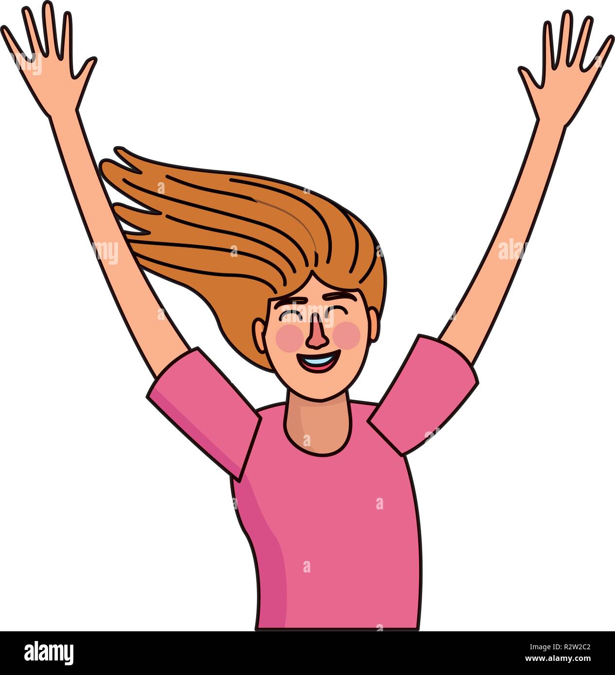 Happy young woman profile Stock Vector Image & Art - Alamy