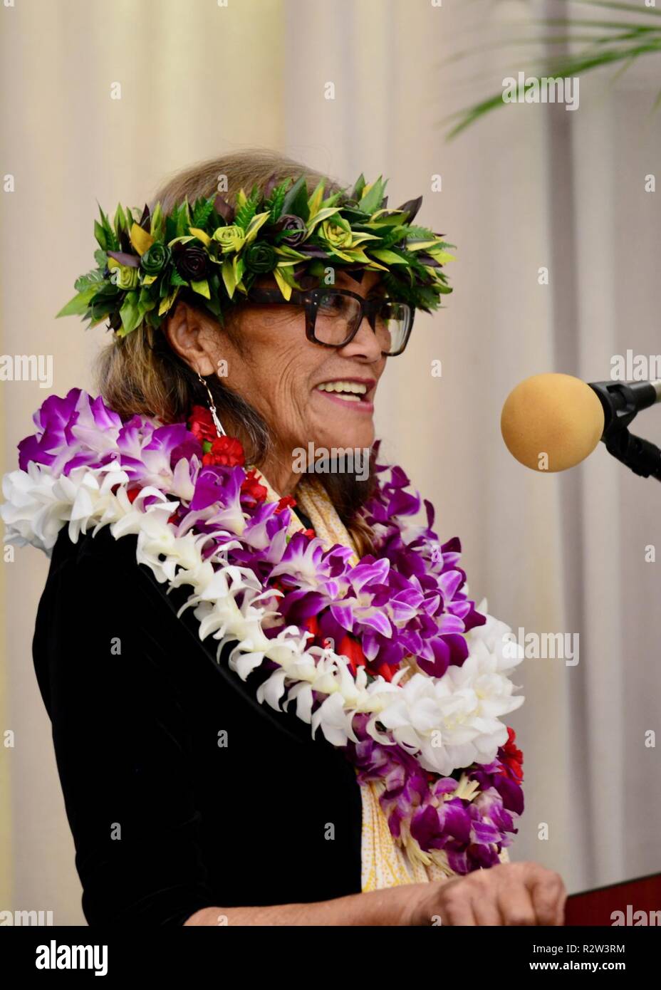 Florence Lani, the spouse of Coast Guard veteran Mitchell Lani, gives ...