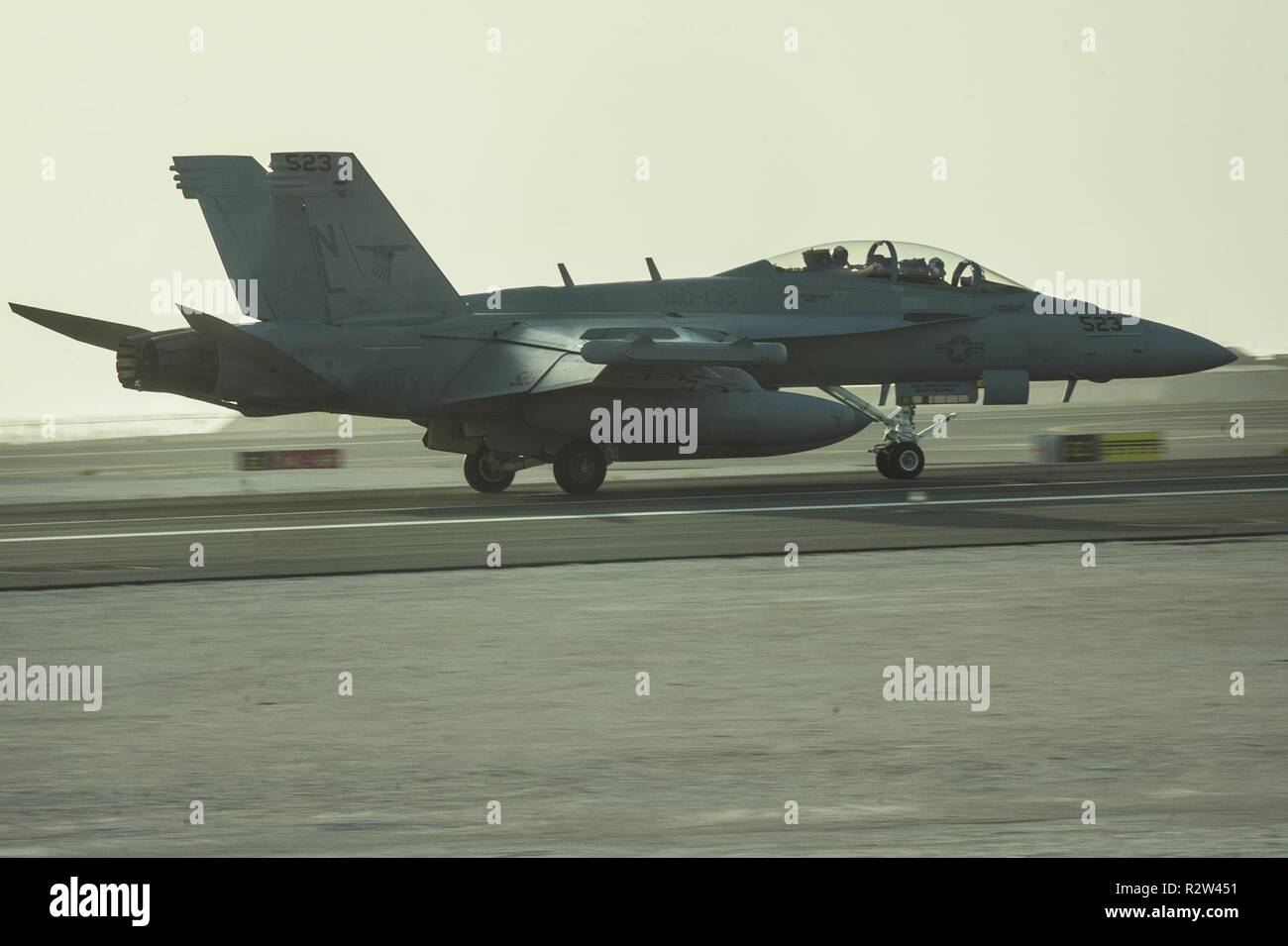 An EA-18G Growler assigned to the Electronic Attack Squadron 135 (VAQ ...