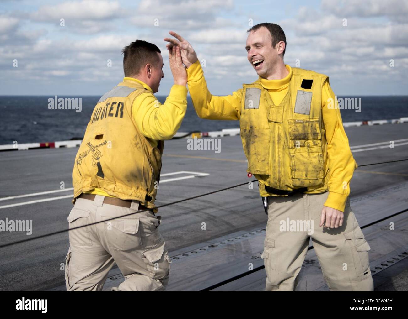 ATLANTIC OCEAN (Nov. 10, 2018) Lt. Cmdr. Ty Fritz, left, from Easton ...