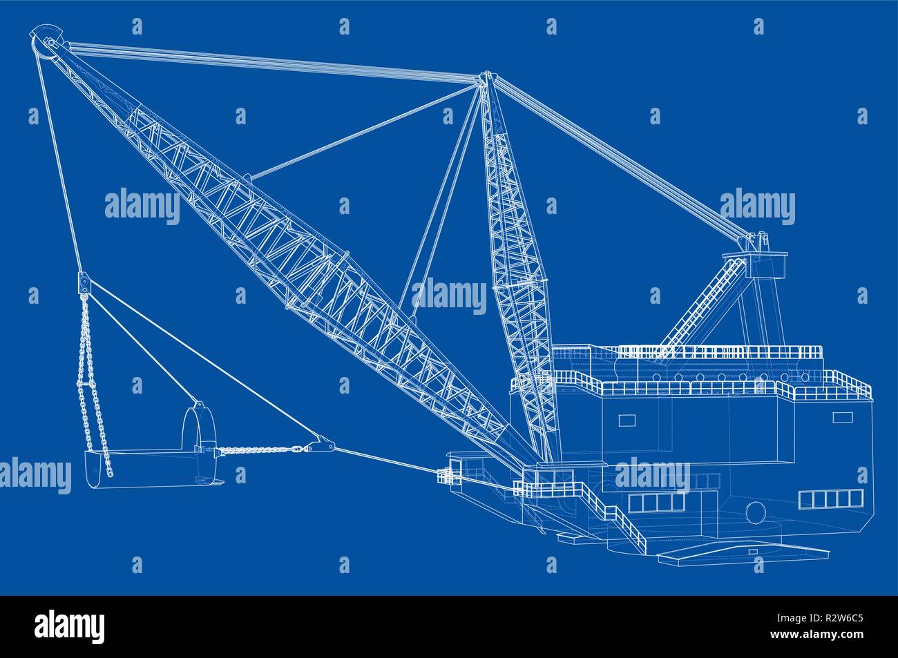 Dragline walking excavator. Vector Stock Vector Image & Art - Alamy