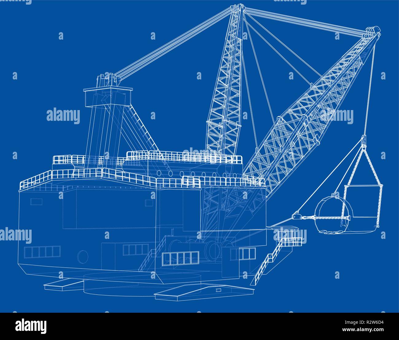 Dragline walking excavator. Vector Stock Vector Image & Art - Alamy