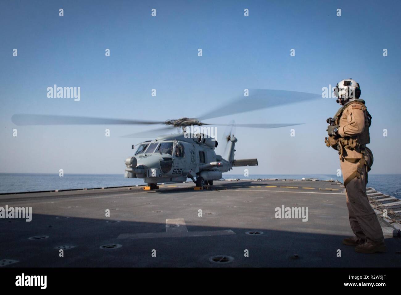 ARABIAN GULF (Nov. 8, 2018) Naval Aircrewman (Helicopter) 3rd Class ...