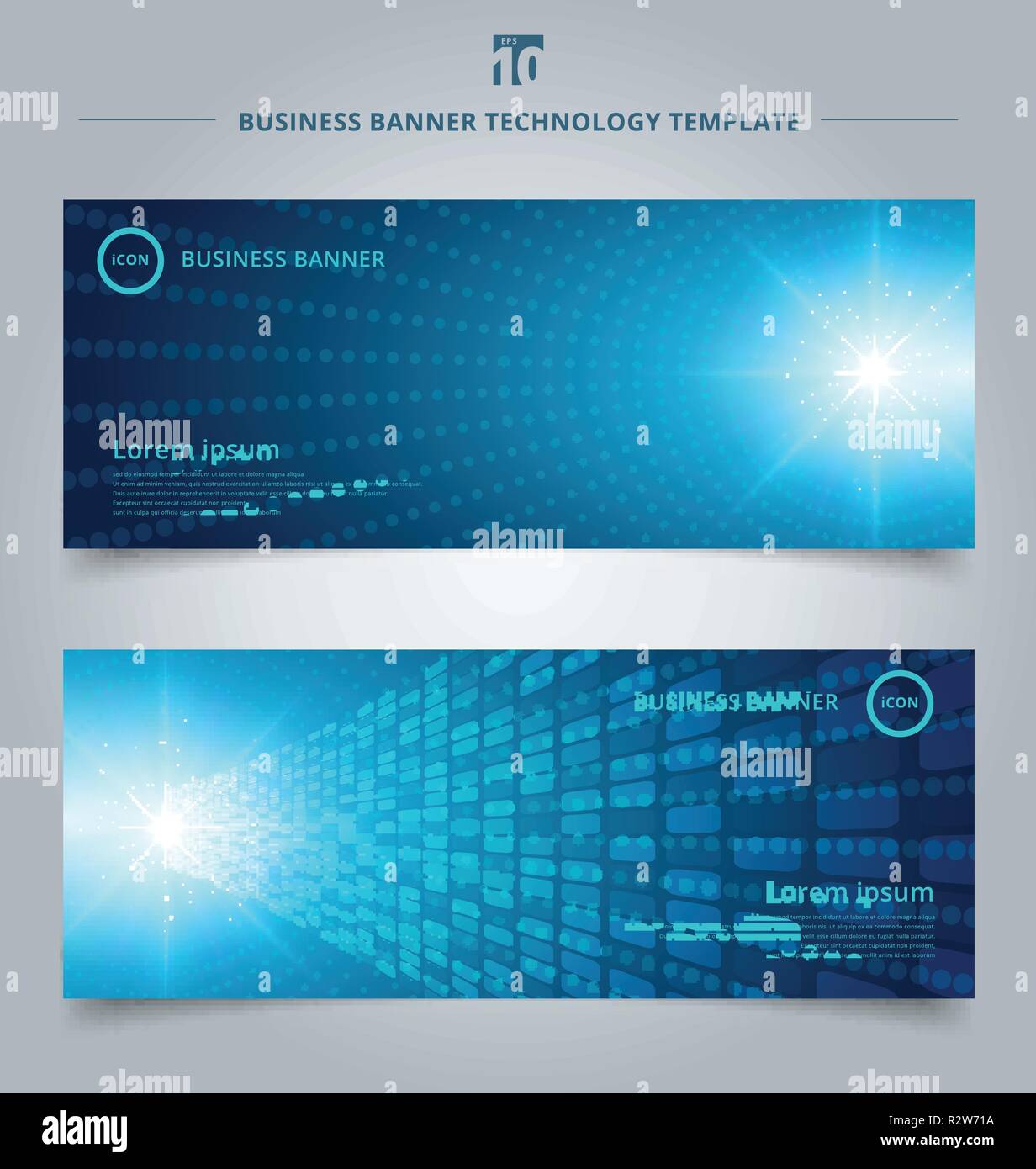 banner web template bstract technology concept with blue neon radial ...