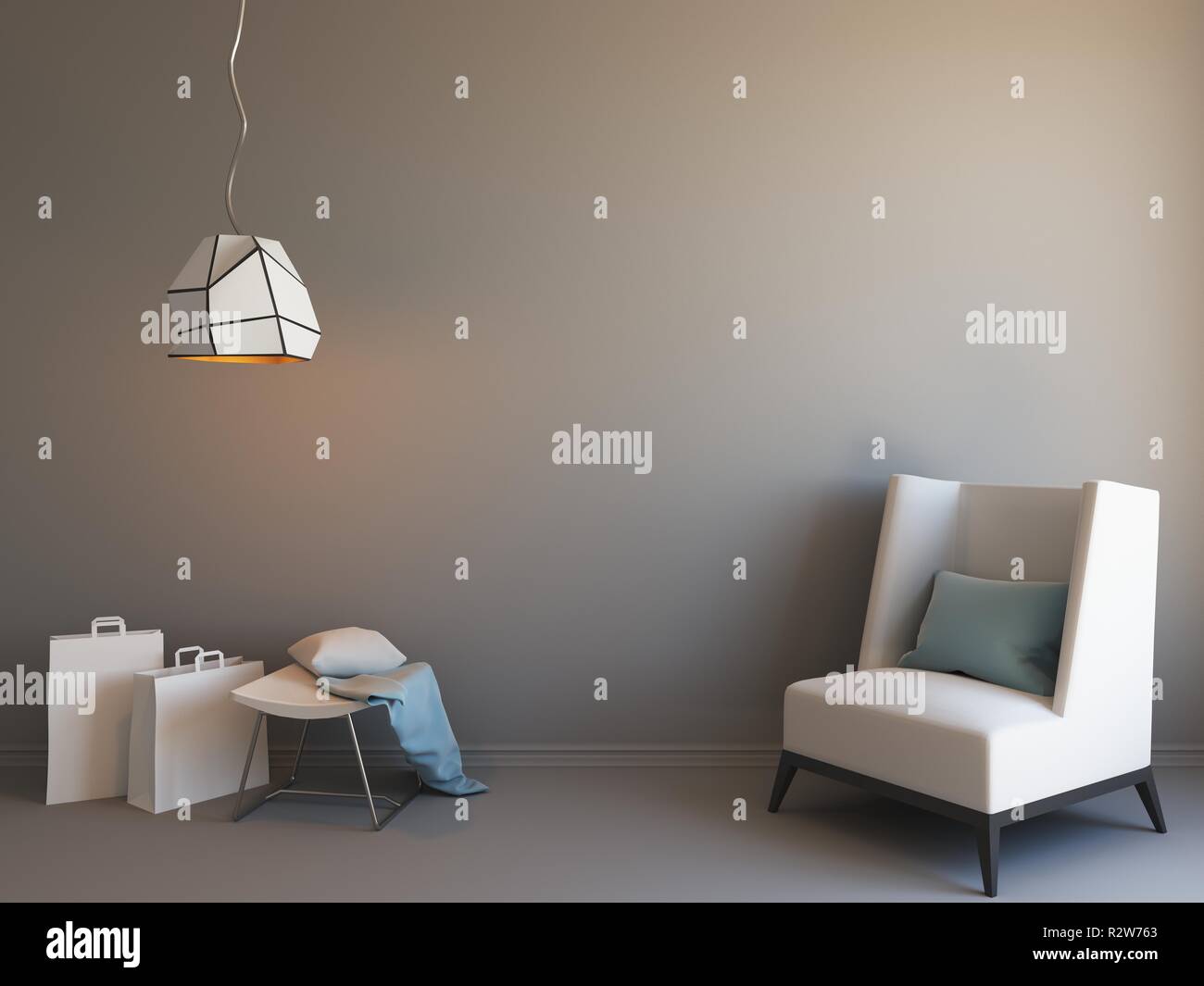 Interior mockup 3d in grey colors raster Stock Photo - Alamy