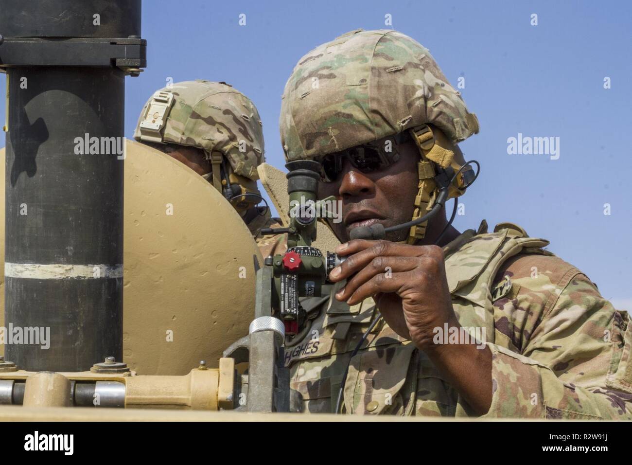 UM HATTAH, Qatar – U.S. Army Spc. Oliver Hughes, an indirect fire ...