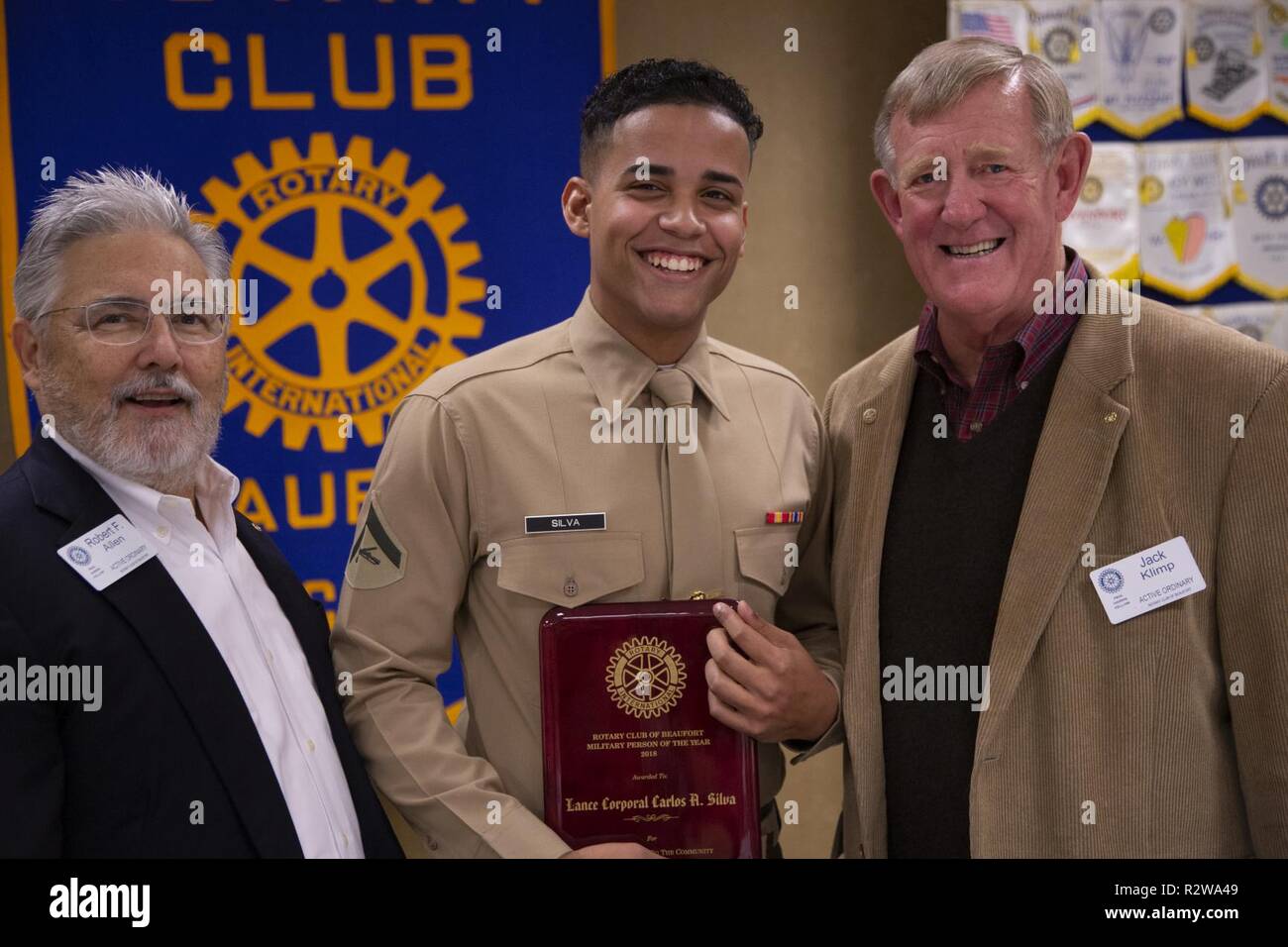 Lance Cpl. Carlos Silva, center, with Headquarters and Service ...