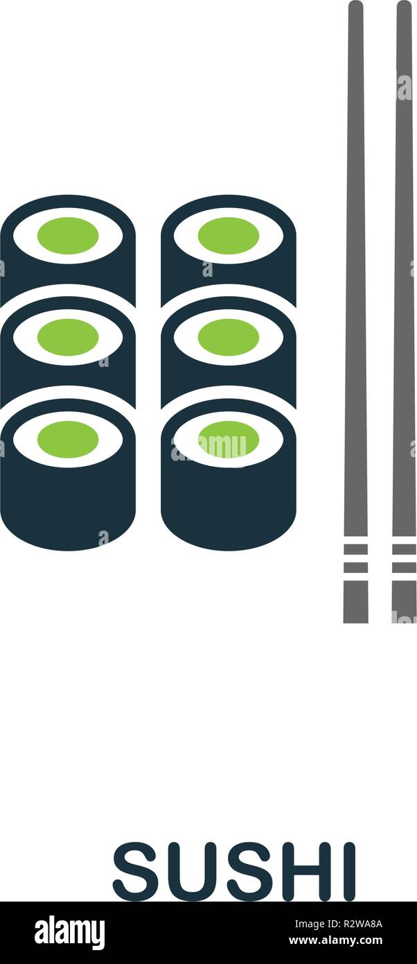 Sushi icon. Two colors design style from meal icons collection. Simple ...