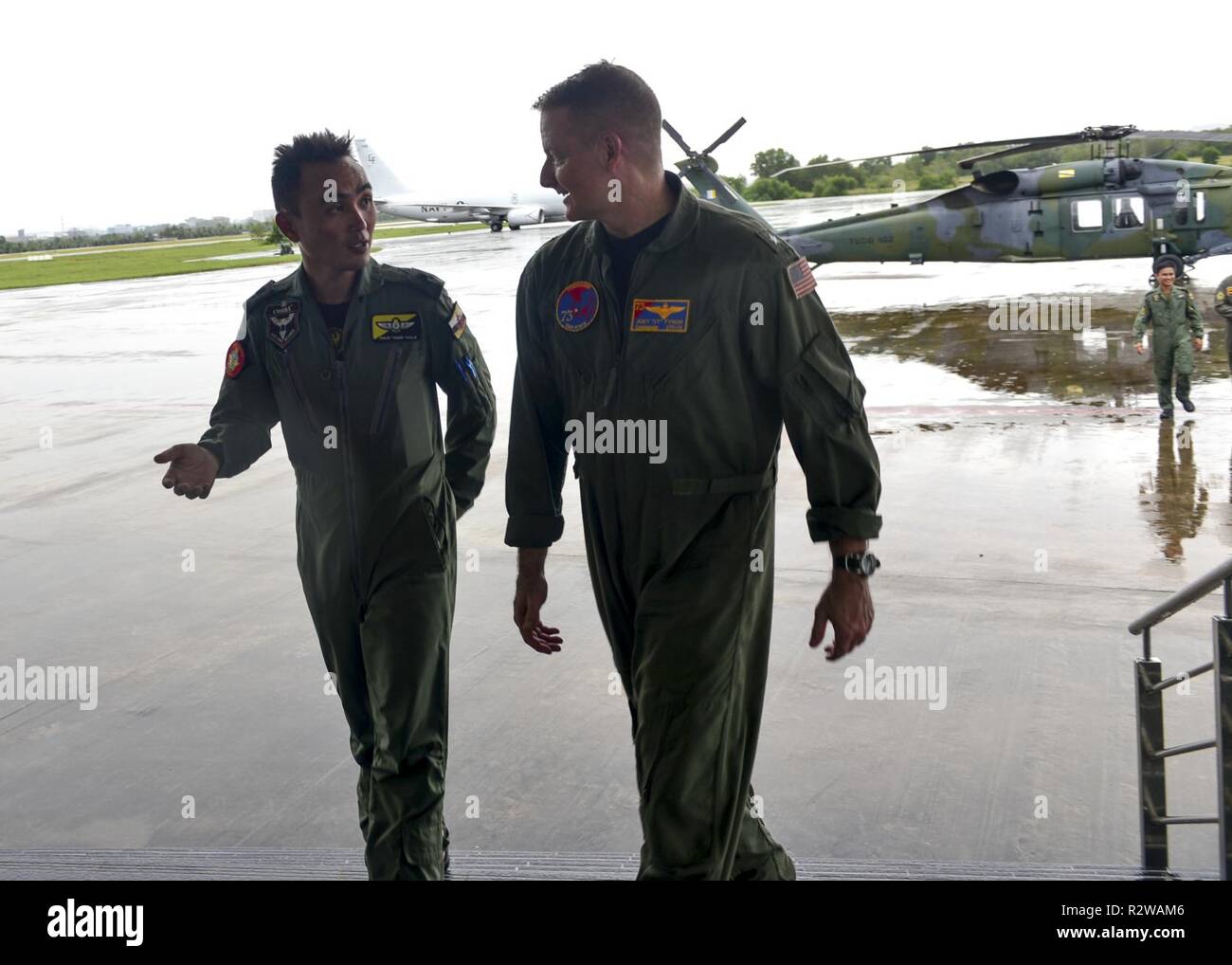 RIMBA AIR BASE, Brunei (Nov. 14, 2018) - Rear Adm. Joey Tynch, right ...