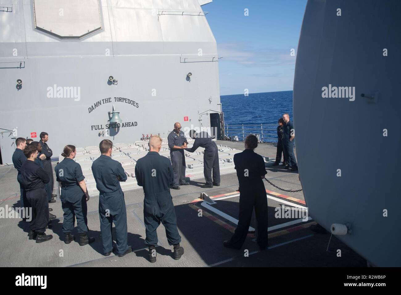 PHILIPPINE SEA (Nov. 14, 2018) Sailors learn Mechanical Advantage ...