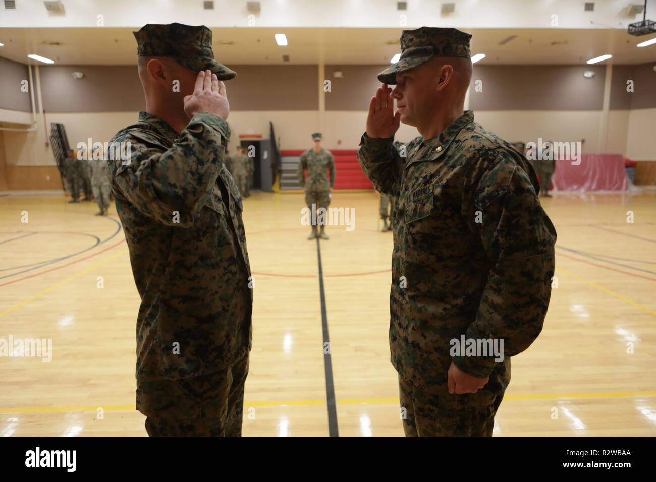 U.S. Marine Corps Capt. Cory J. Allen, left, incoming Commanding ...