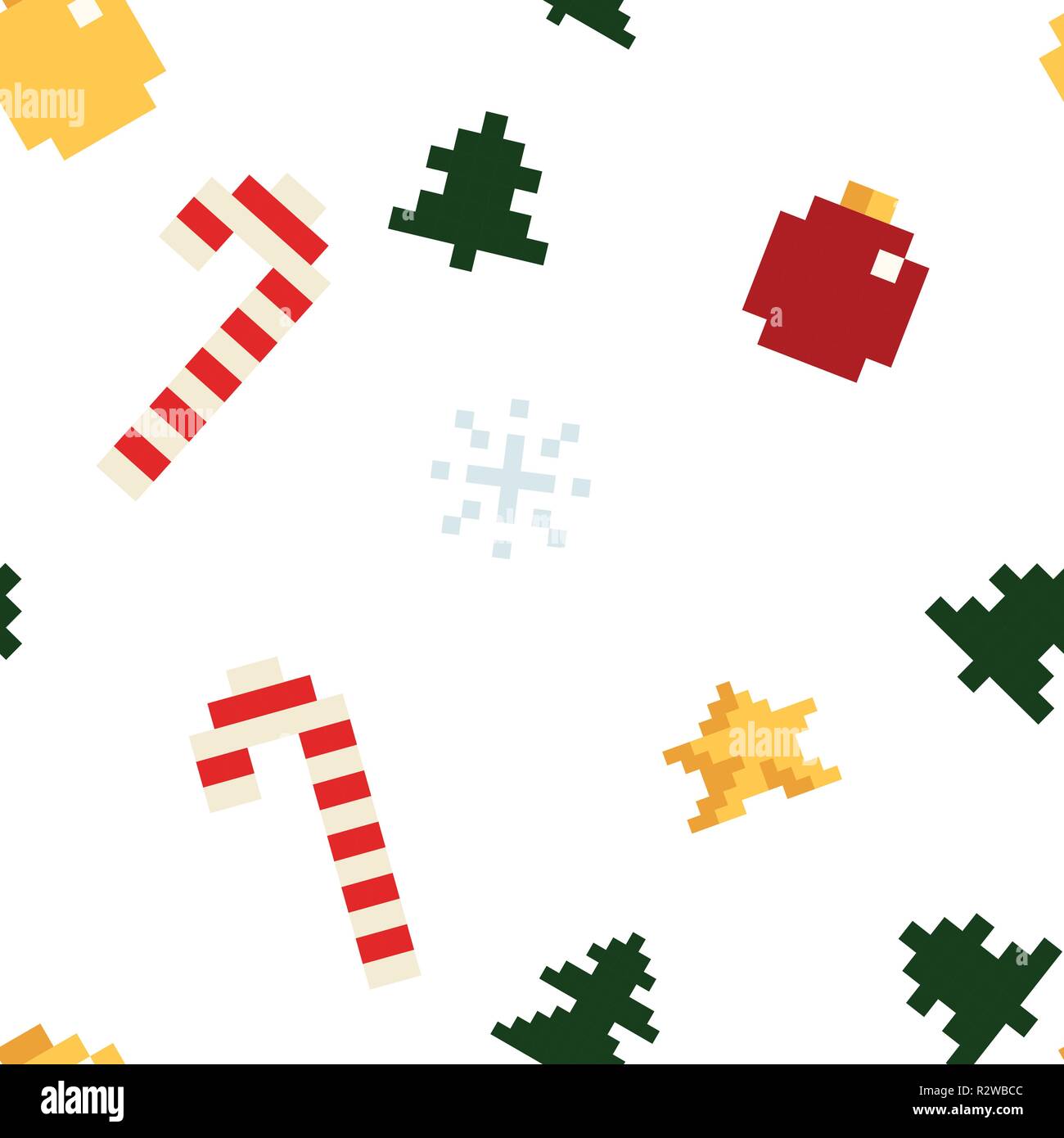 Colorful Pixel Pattern with Christmas Elements. Atcade games style ...