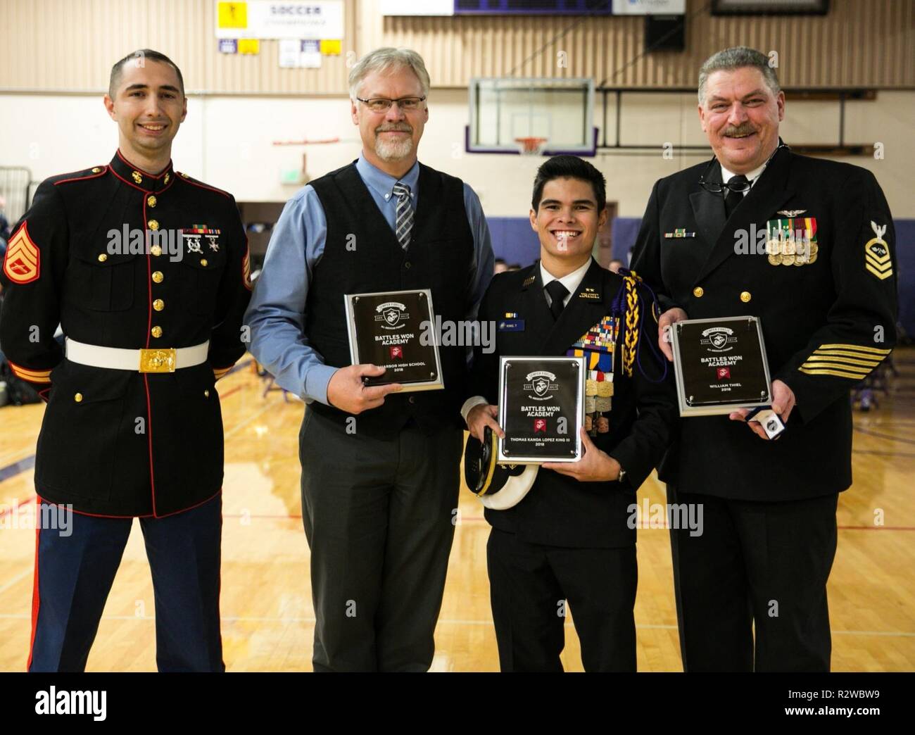 Staff Sgt. Lawrence Lawton presents Principal Dwight Lundstrom, Naval ...