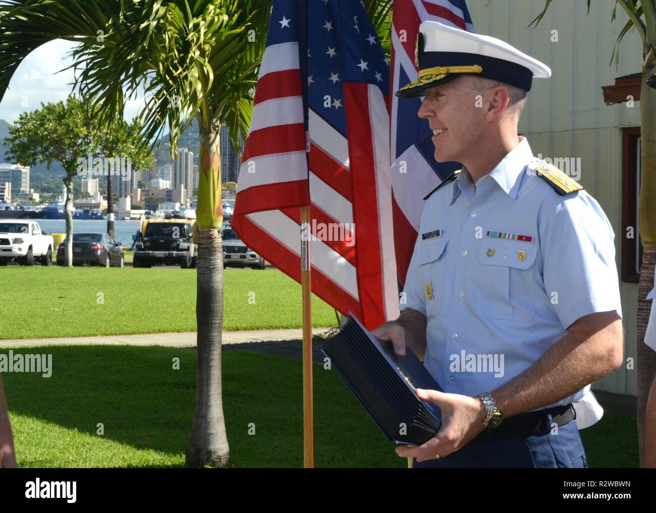 Rear Adm. Kevin Lunday, commander, Coast Guard 14th District, attends a ...