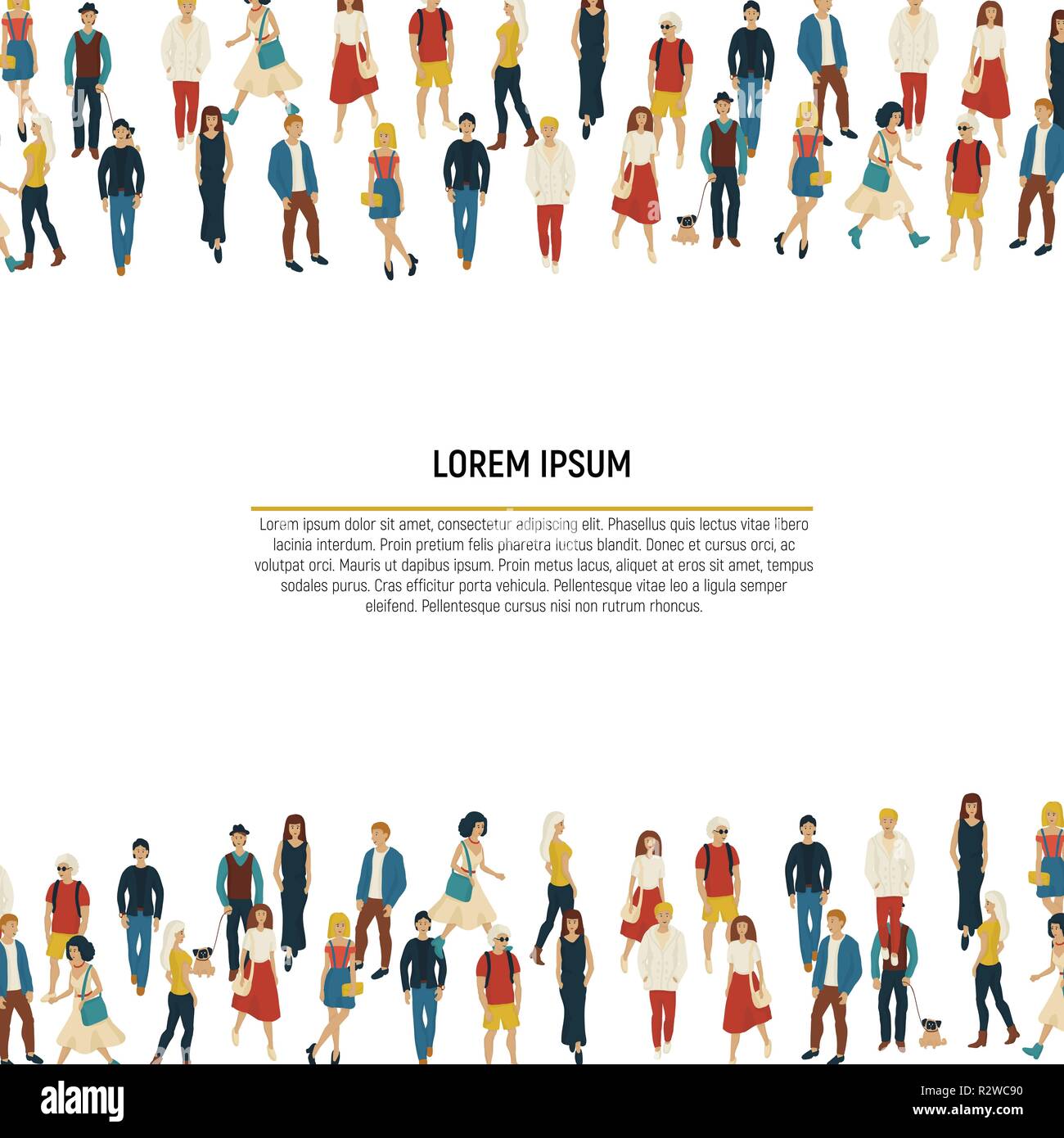 Large group of people in the shape of border. Vector illustration Stock ...