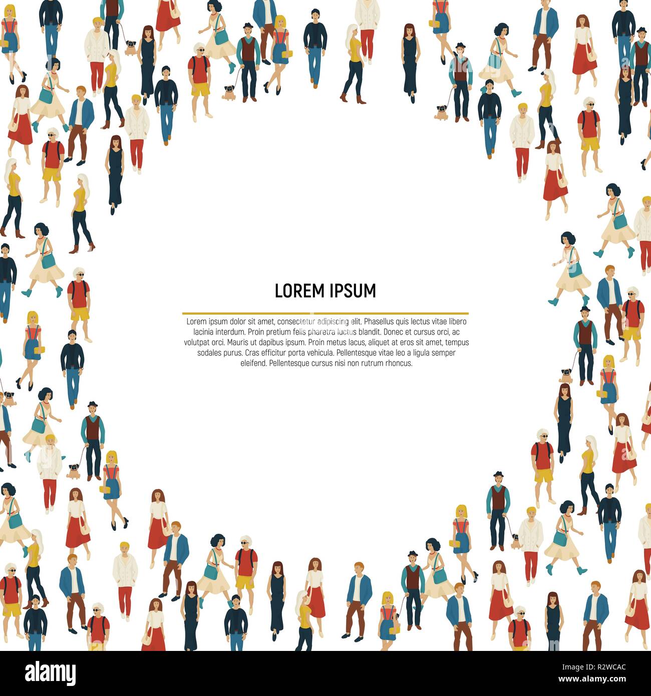 Large group of people in the shape of circle. Vector illustration Stock ...