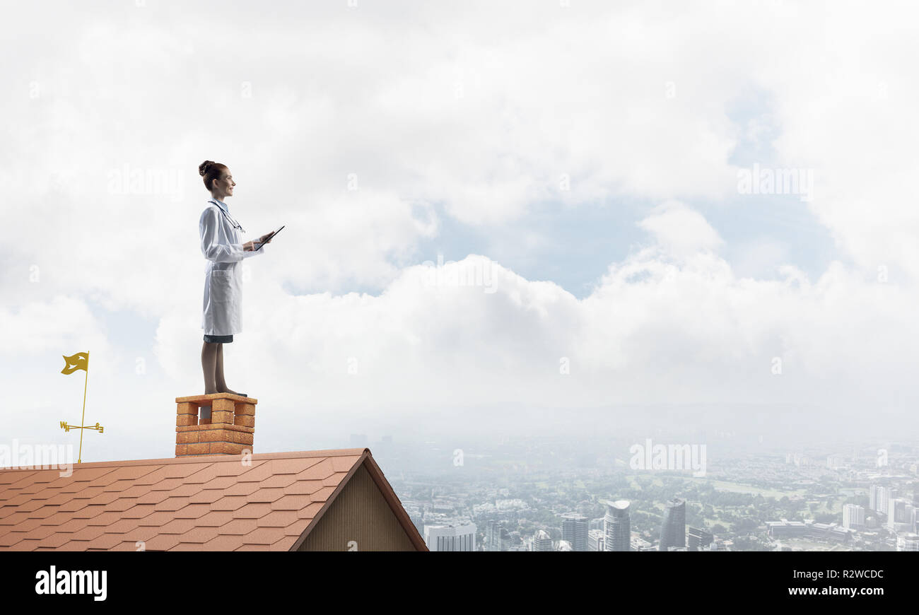 Woman doctor is ready to help the whole city Stock Photo - Alamy