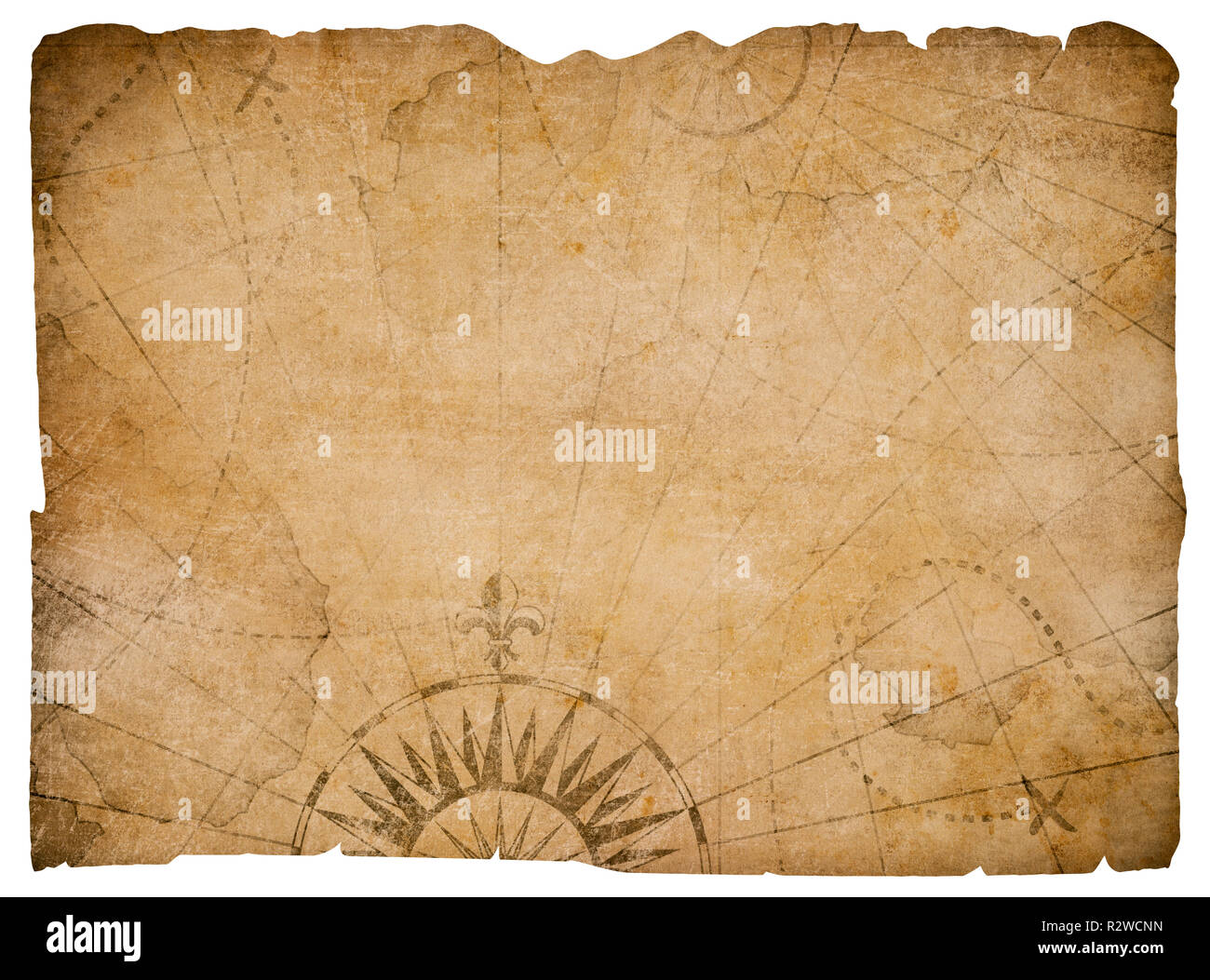 old medieval nautical map isolated with clipping path included Stock ...