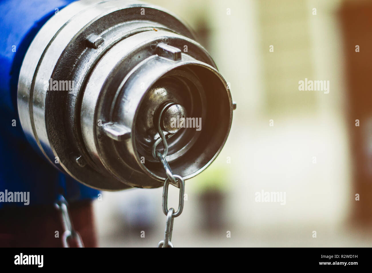 Blue fire hydrant in a city street for firefighters Blue fire hydrant ...