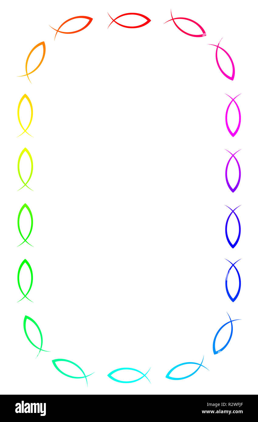 fish symbols - rainbow frame Stock Photo - Alamy