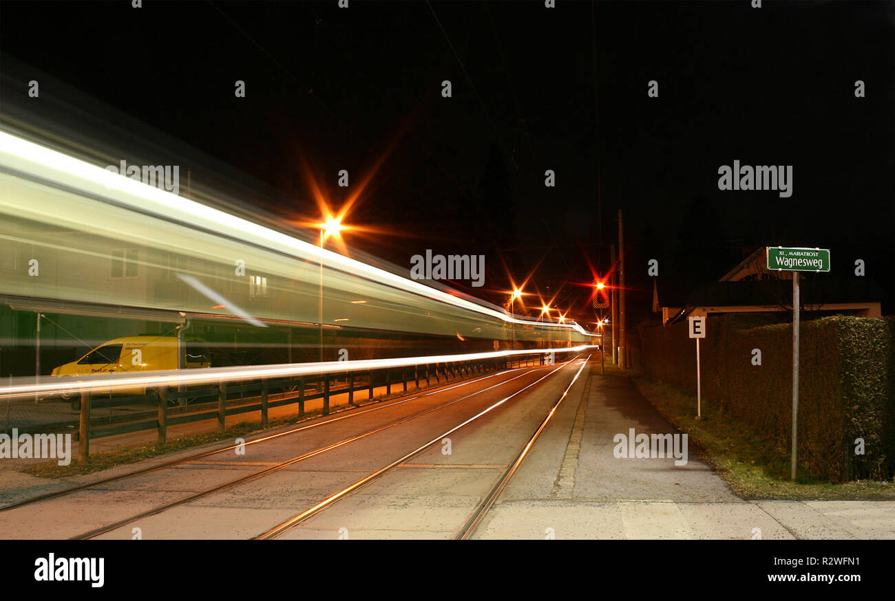 Light trails of tramway hi-res stock photography and images - Alamy