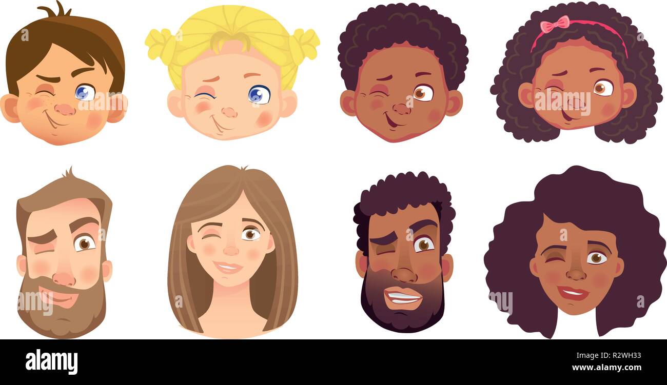 Emotions of human face set. Facial expression. Avatar vector ...