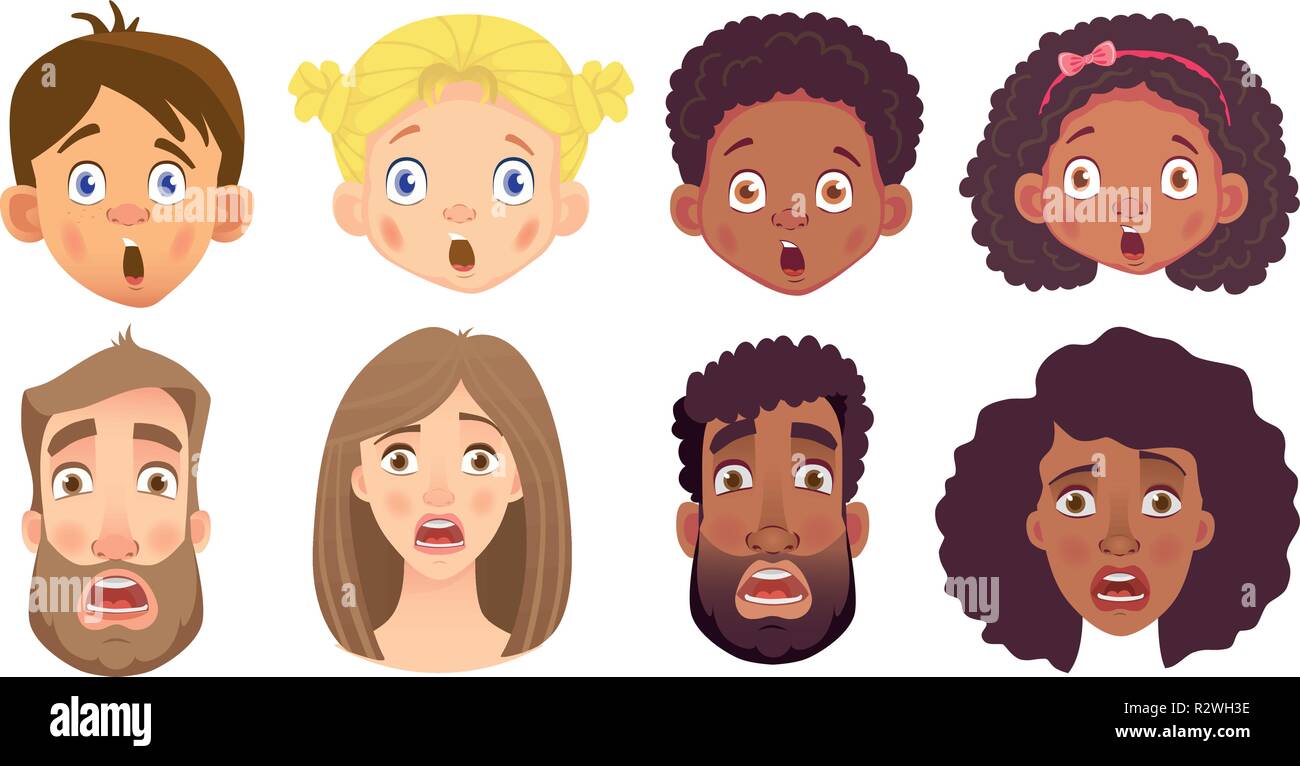Emotions of human face set. Facial expression. Avatar vector ...