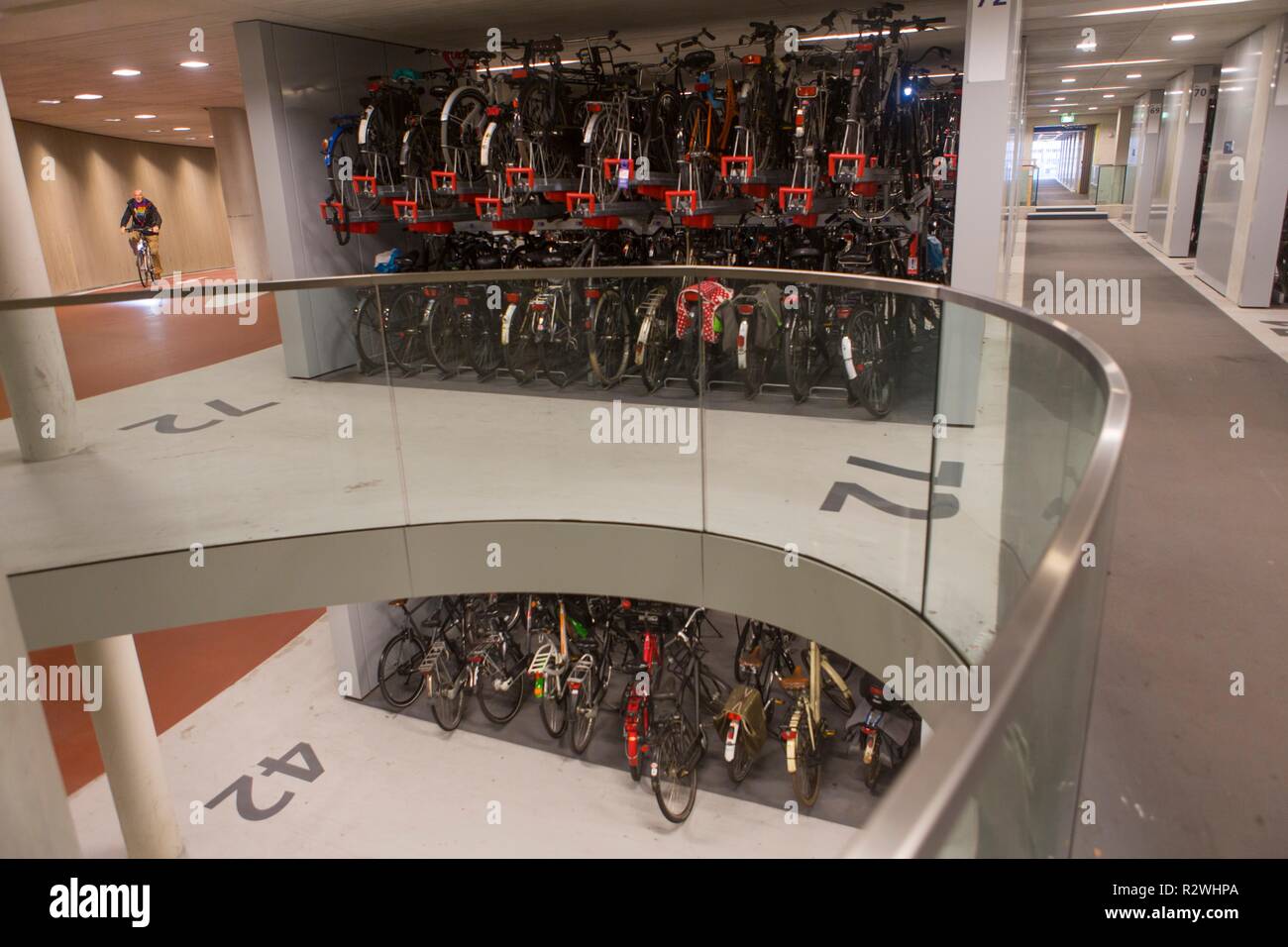 Bicycle parking garage at Utrecht Central Station. The biggest bike parking in the world (for 12 ...