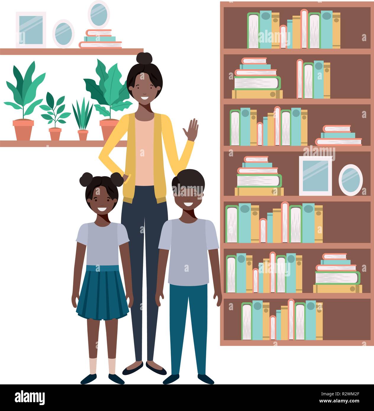 mother and children in livingroom avatar character Stock Vector Image ...