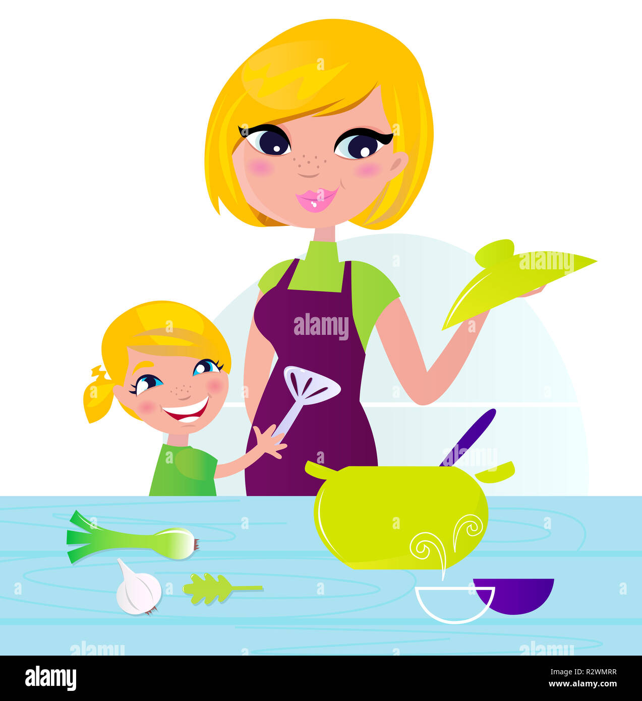 Vector illustration mother helping cute hi-res stock photography and ...