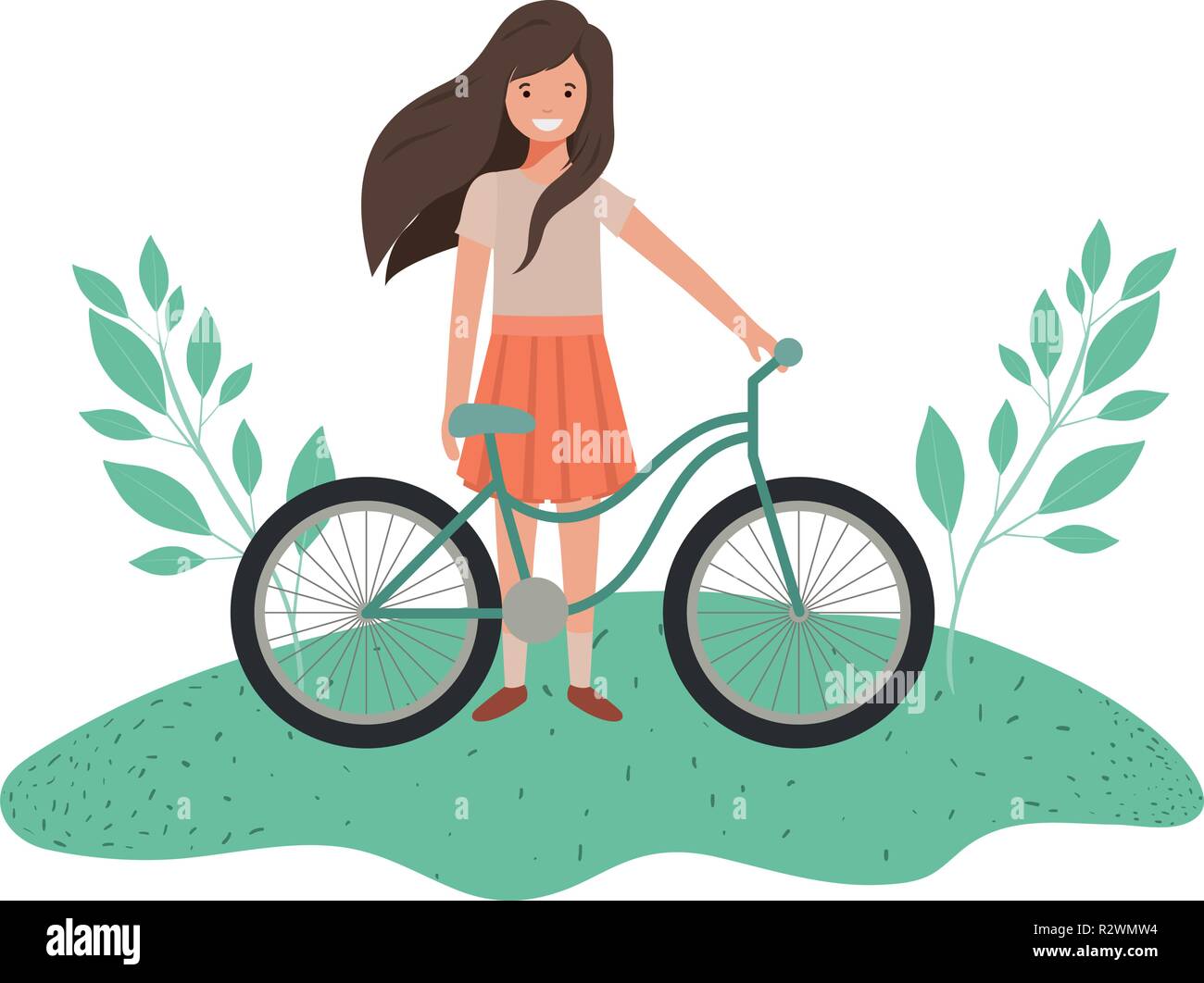 girl with bicycle avatar character Stock Vector Image & Art - Alamy