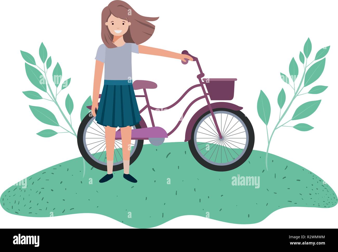 girl with bicycle avatar character Stock Vector Image & Art - Alamy