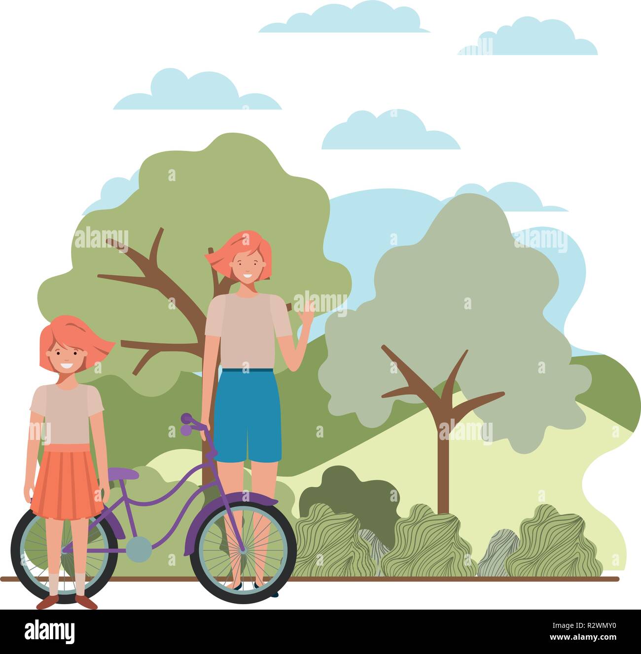 Bike daughter mother Stock Vector Images - Alamy