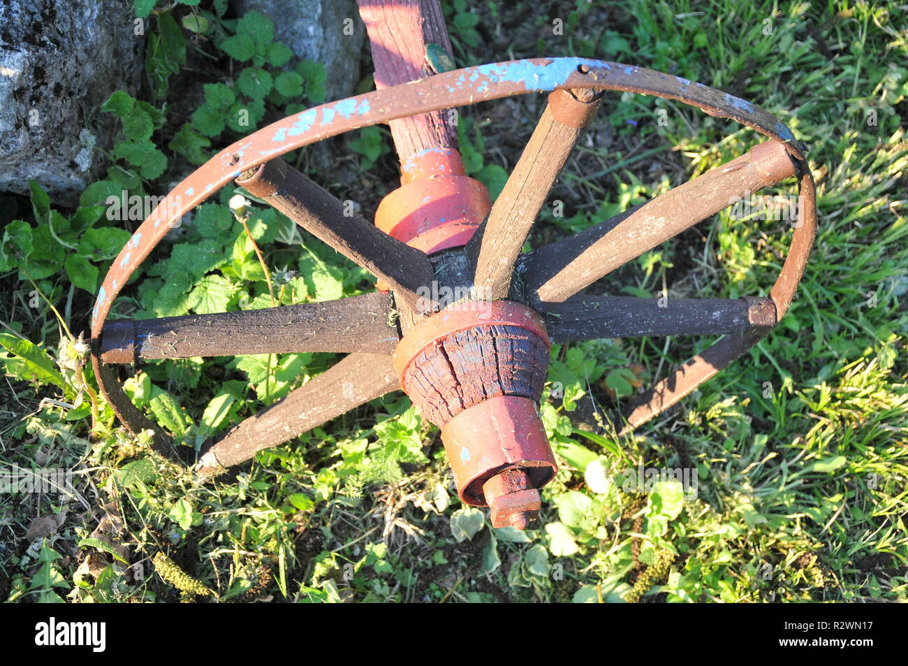 old retro wheel tractor Stock Photo - Alamy
