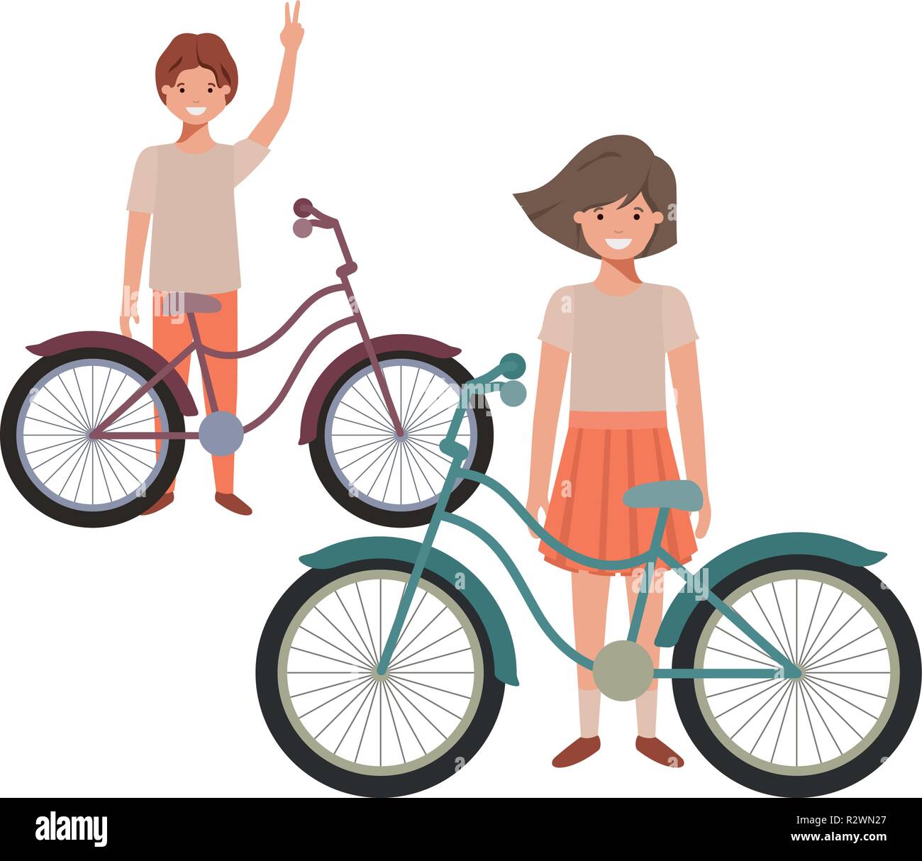 children with bicycle avatar character Stock Vector Image & Art - Alamy