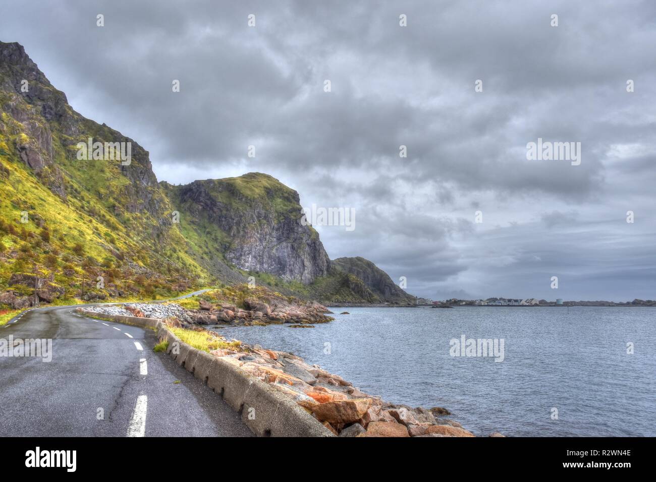 Norwegen, Leknes, Ballstad, Lofoten, Nordland, Küste, Fjord, Flut, Ebbe ...