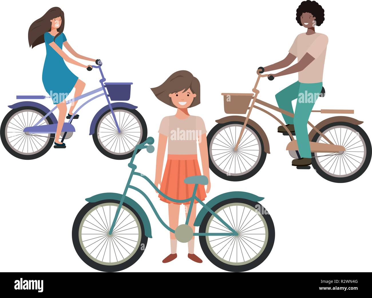 group of people with bicycle avatar character Stock Vector Image & Art ...