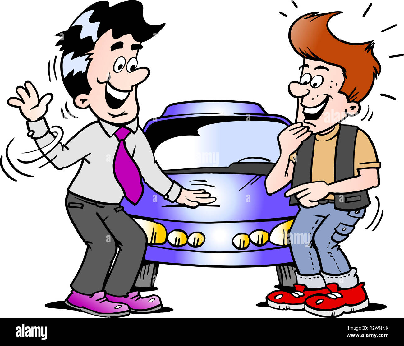 Cartoon Vector illustration of a young man there thinking of buying a ...