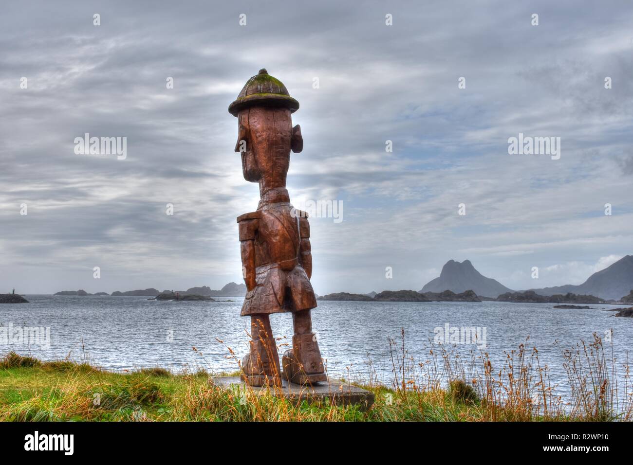 Norwegen, Leknes, Ballstad, Lofoten, Statue, Skulptur, Blick, Nordland ...