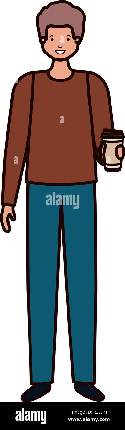 man with container plastic coffee avatar character Stock Vector Image ...