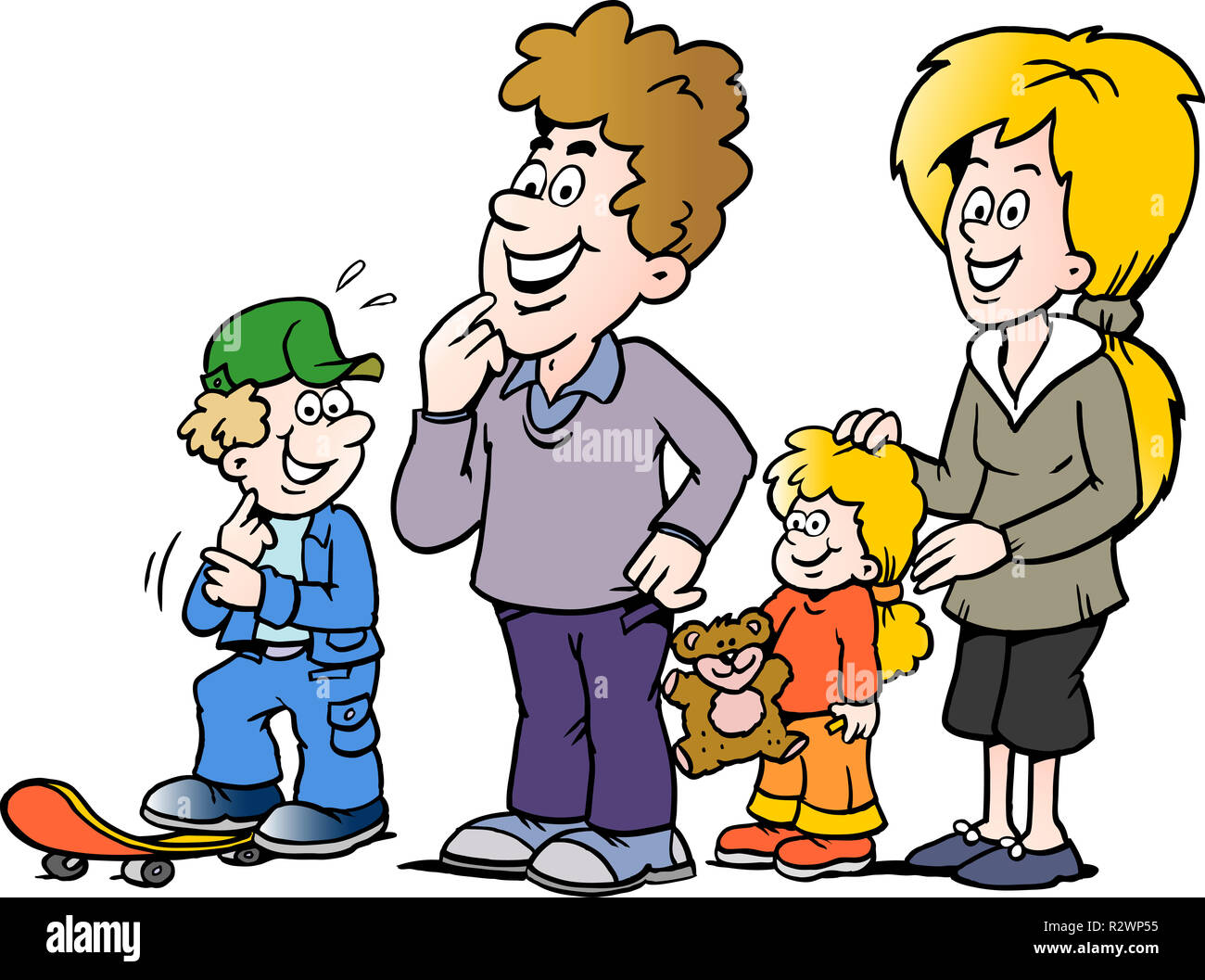 Cartoon Vector illustration of a happy family Stock Photo - Alamy
