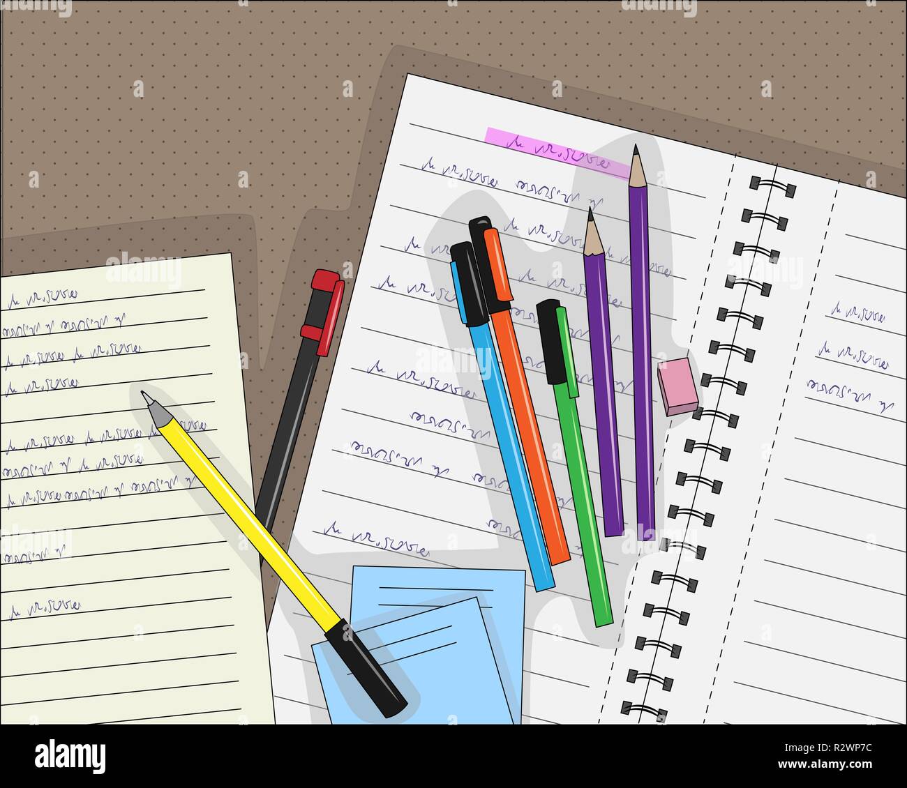 Spiral notebook pens Stock Vector Images - Alamy