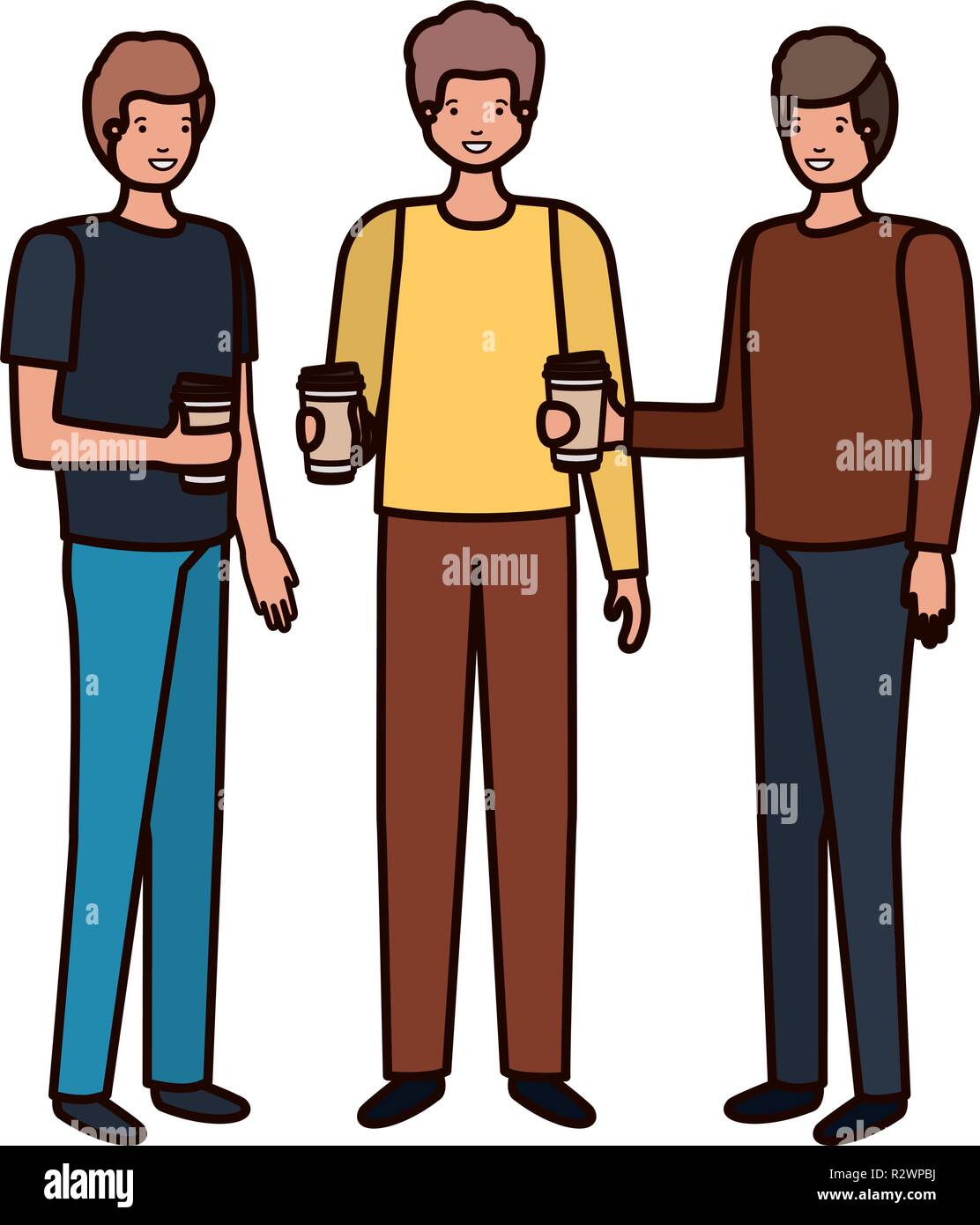 men with container plastic coffee avatar character Stock Vector Image ...